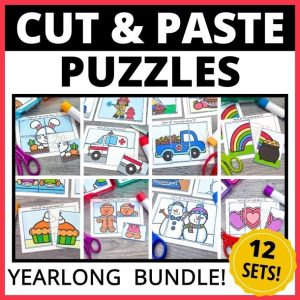 Printable Cut and Paste Puzzles for Scissor Skills Practice
