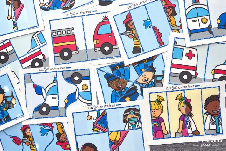 Printable Cut and Paste Puzzles for Scissor Skills Practice