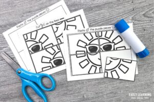 Printable Cut and Paste Puzzles for Scissor Skills Practice