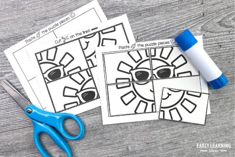 Printable Cut and Paste Puzzles for Scissor Skills Practice