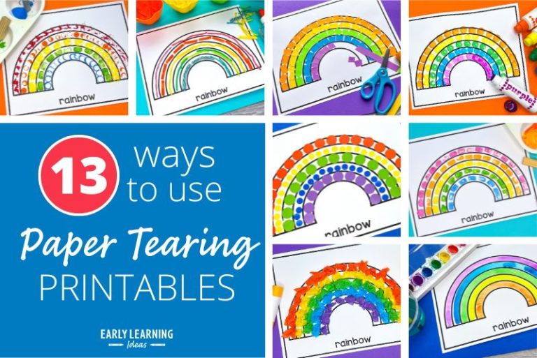 13 Rainbow Crafts for Preschool Kids with Tearing Paper Printables