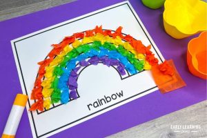 13 Rainbow Crafts for Preschool Kids with Tearing Paper Printables